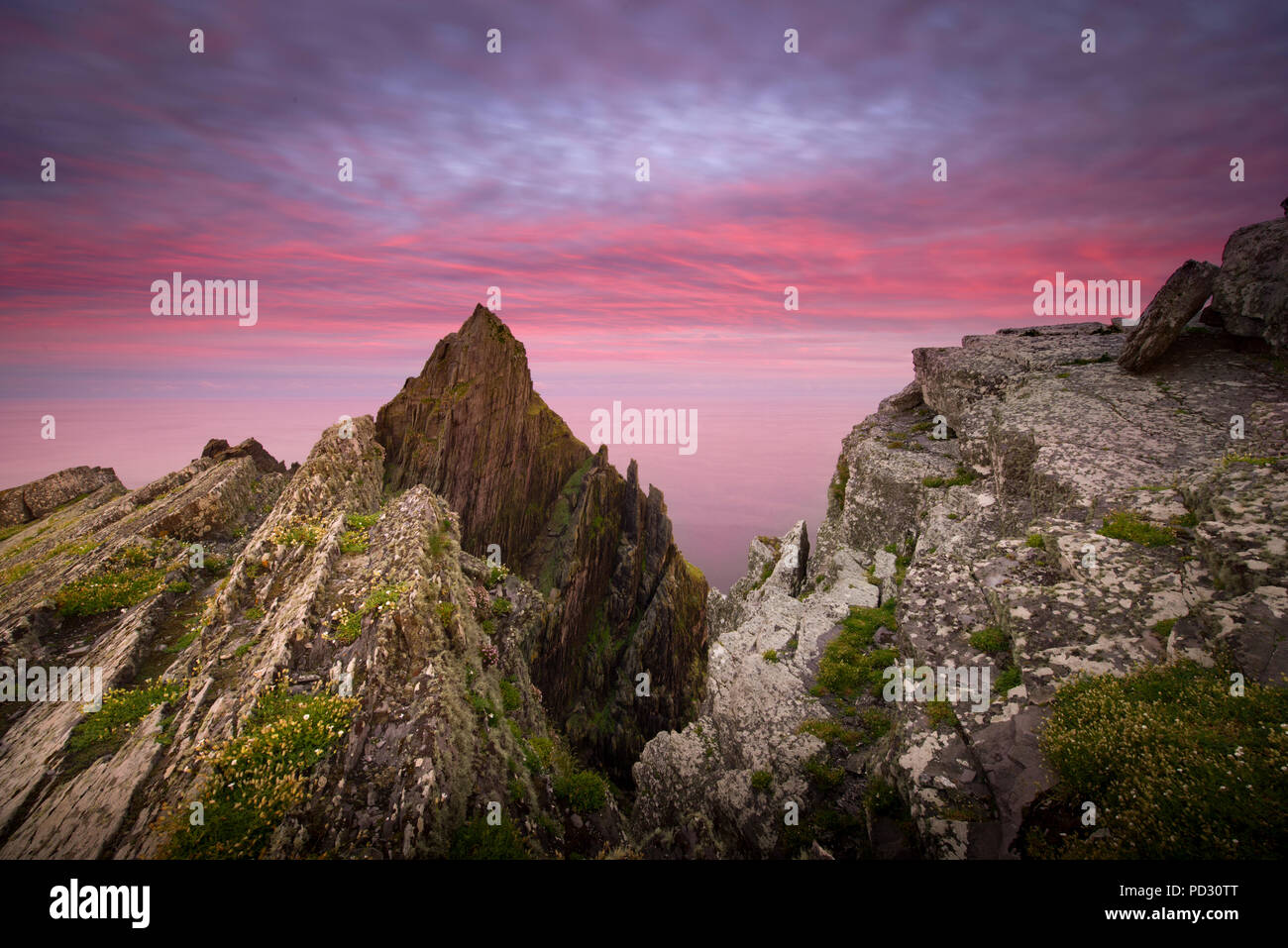 Skellig Michael at sunset, Portmagee, Kerry, Ireland Stock Photo - Alamy
