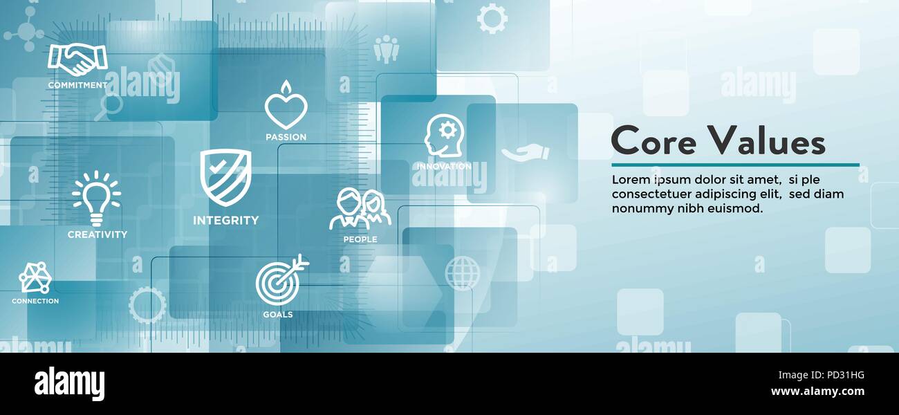 Core Values Outline Icon with person and collaborating / thinking ideas ...