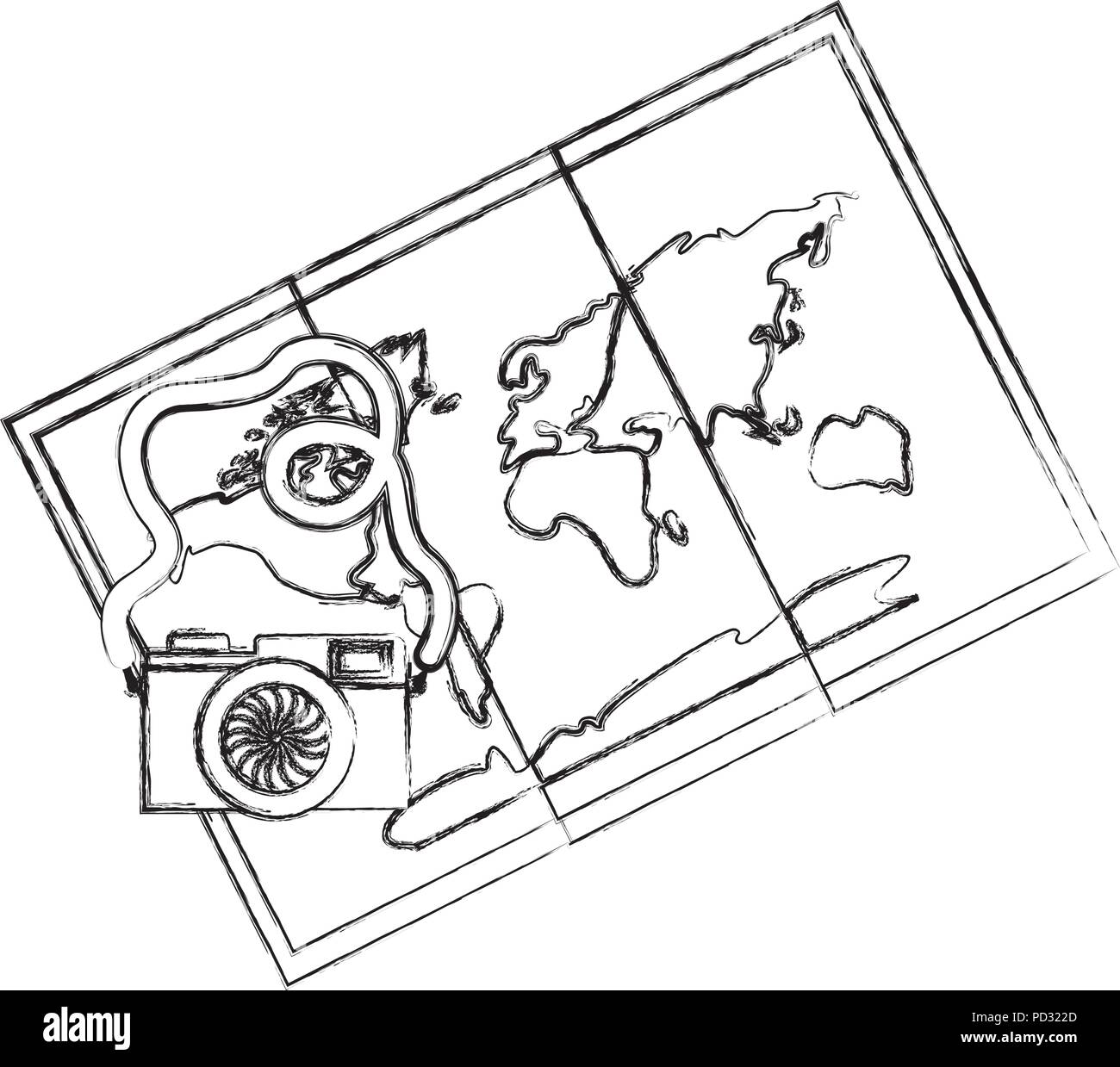 paper map with travel around world icons Stock Vector Image & Art - Alamy