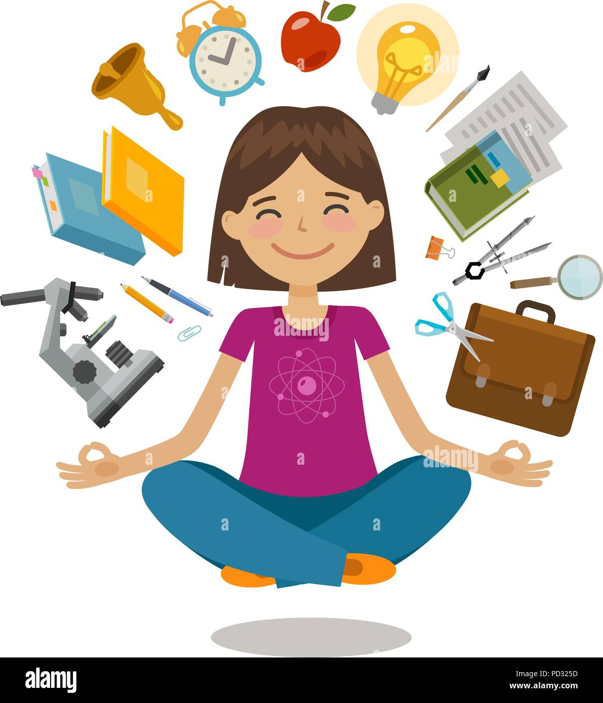 Happy funny school girl Stock Vector Images - Alamy