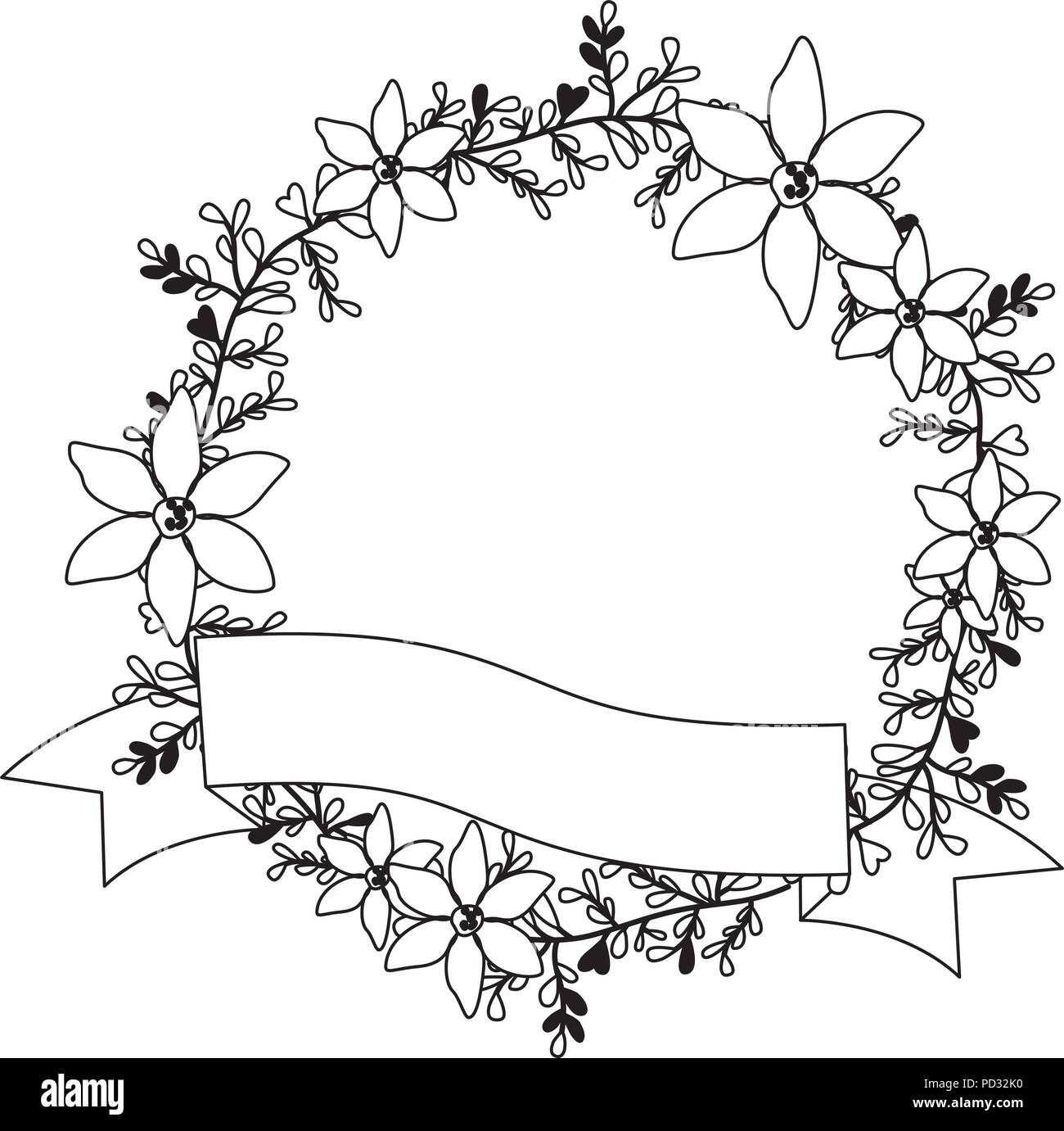 beautiful flower and ribbon circular frame Stock Vector Image & Art - Alamy