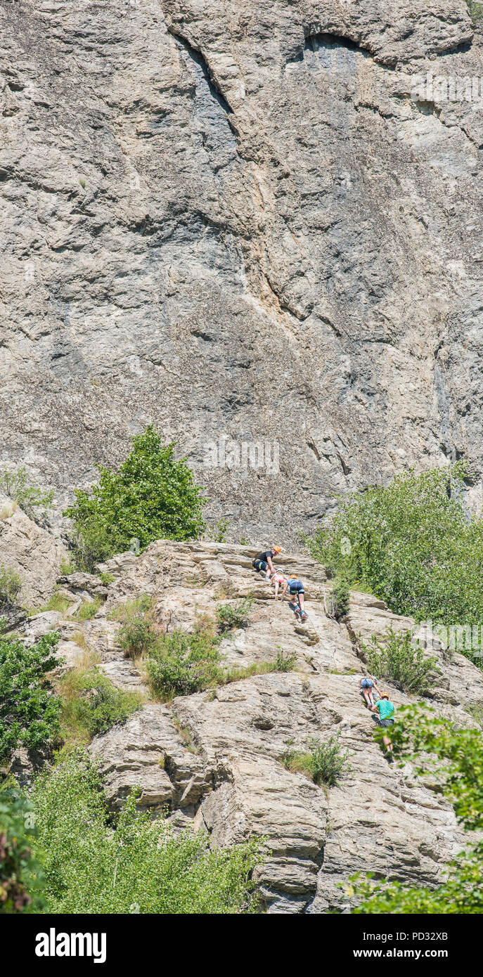 An english family on holiday at L'Argentierre la Bessee, France, climb ...