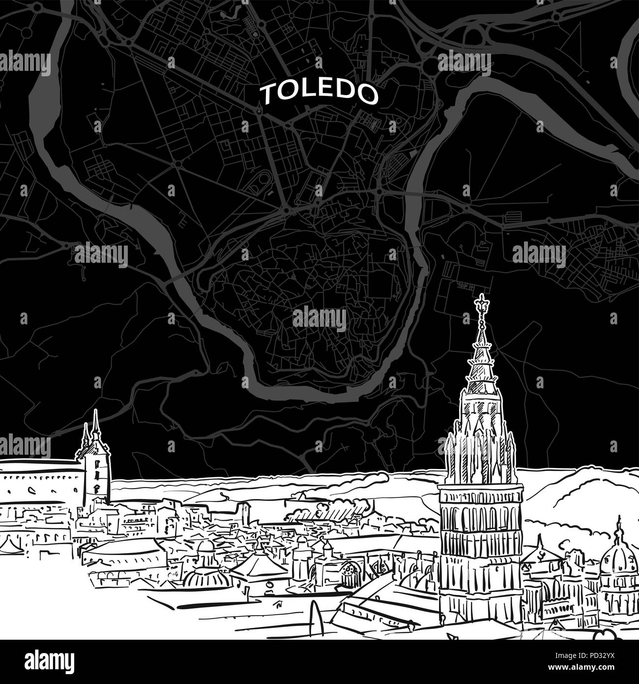 Map of toledo spain Stock Vector Images - Alamy