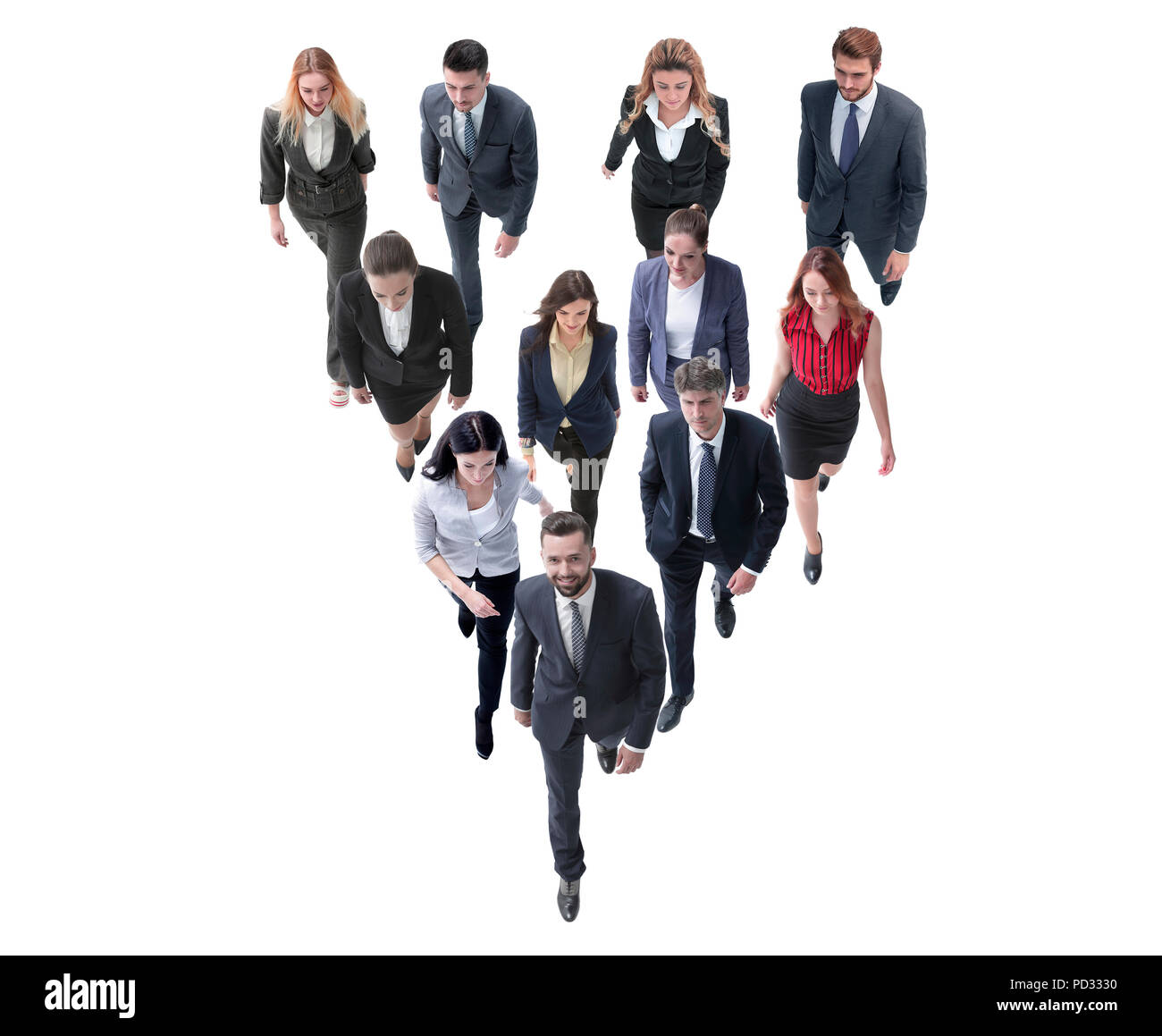 going business people behind the leader. isolated on white Stock Photo ...
