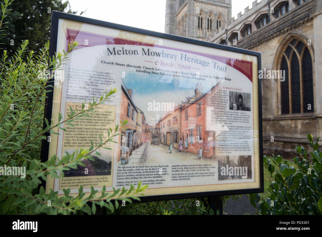 Sign for Melton Mowbray Heritage Trail, Leicestershire England UK Stock ...