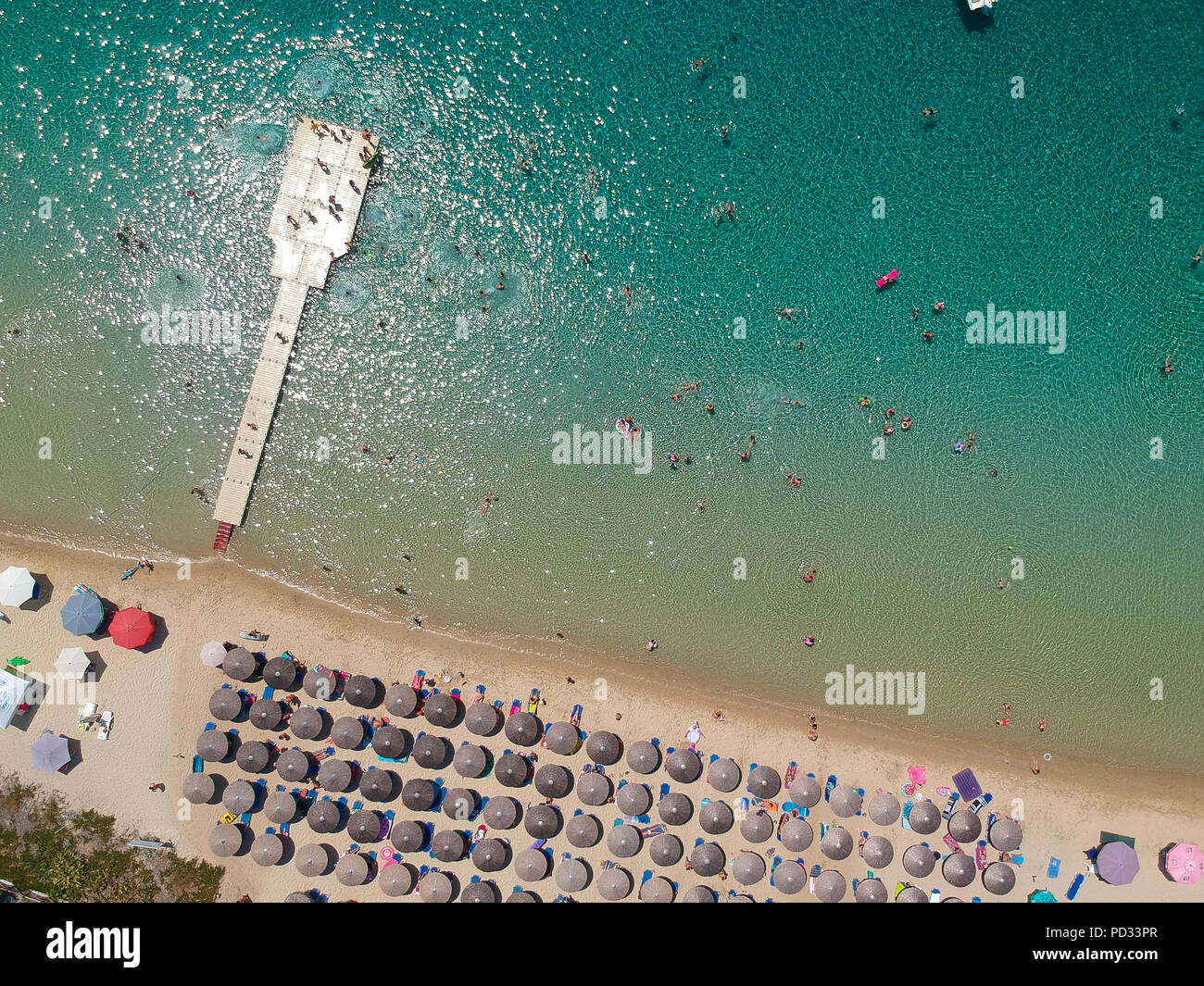 Aerial view at beach at Ammouliani island at Chalkidiki, Greece Stock ...