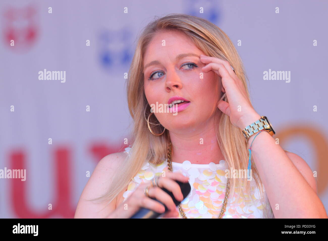 Singer Lucy Whittaker performs a few hits on stage in Millennium Square ...