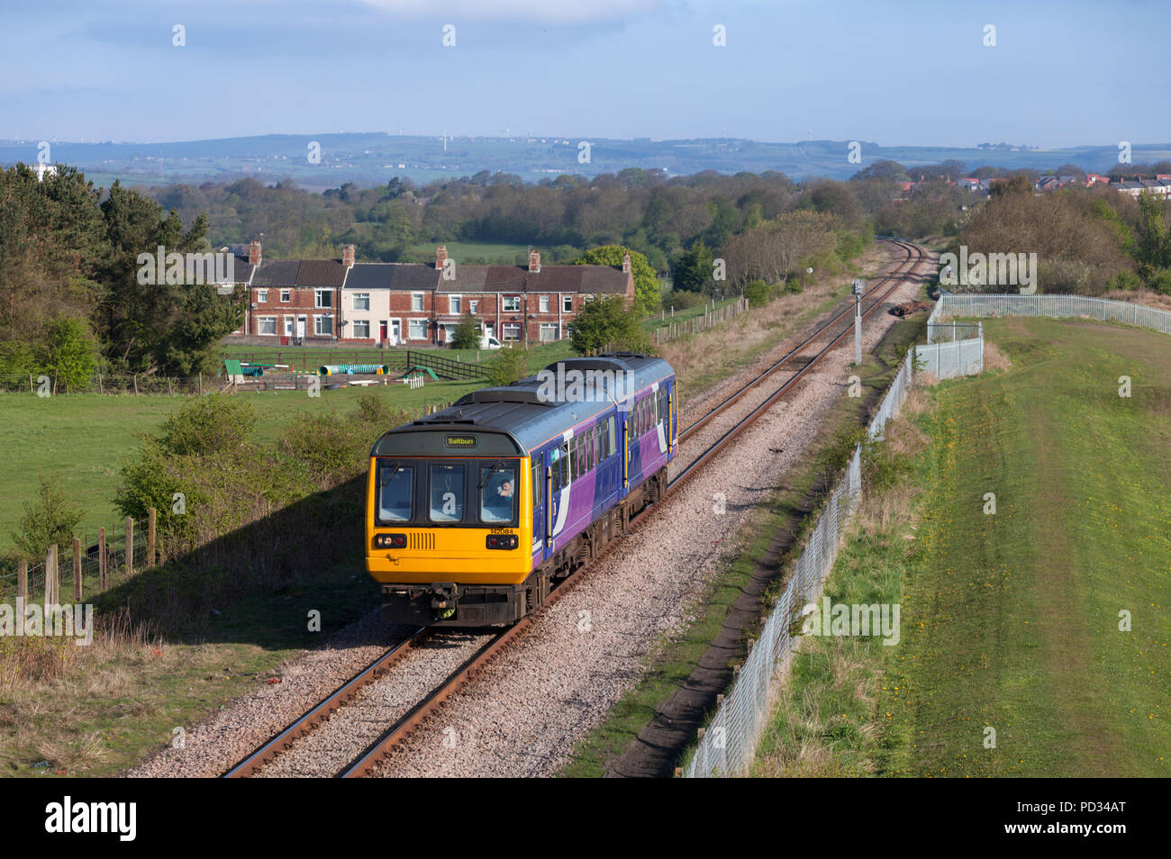 A Northern rail class 142 pacer train at Coundon Grange (Shildon) on the single track branch ...