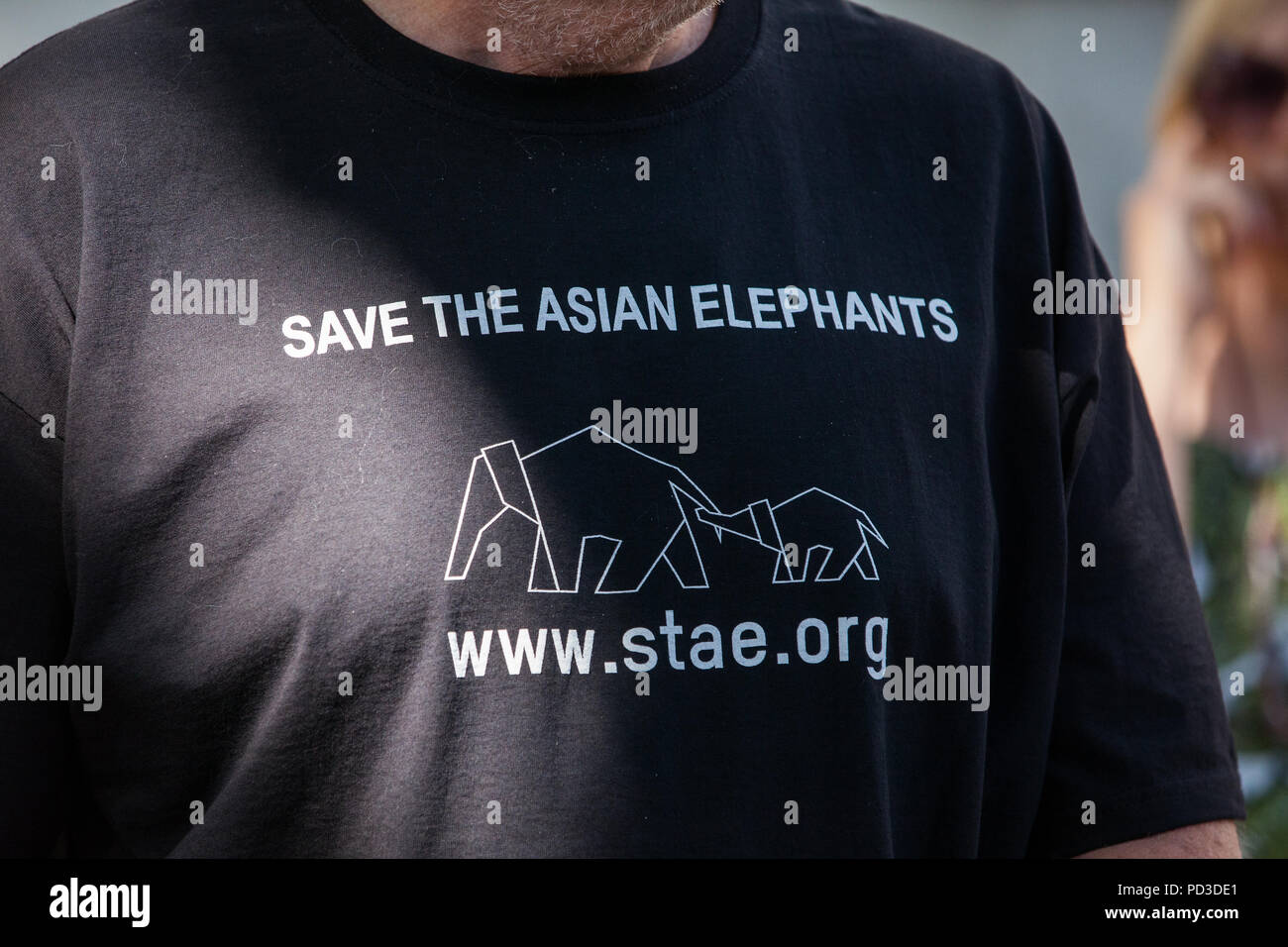London, UK. 6th August, 2018. Campaigners from Save The Asian Elephants ...