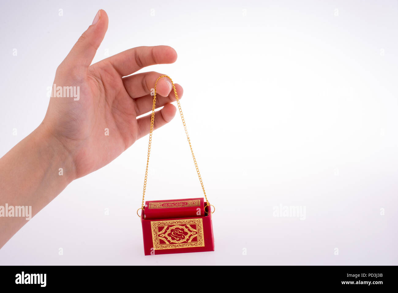 Hand holding The Holy Quran on a white background Stock Photo - Alamy