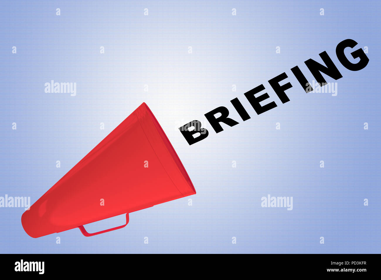 3D illustration of BRIEFING title flowing from a loudspeaker Stock ...