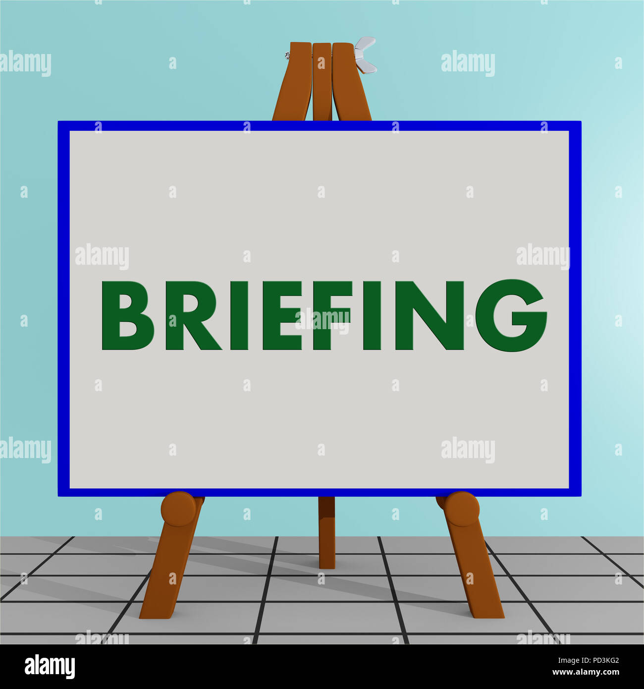 3D illustration of BRIEFING title on a tripod display board Stock Photo ...