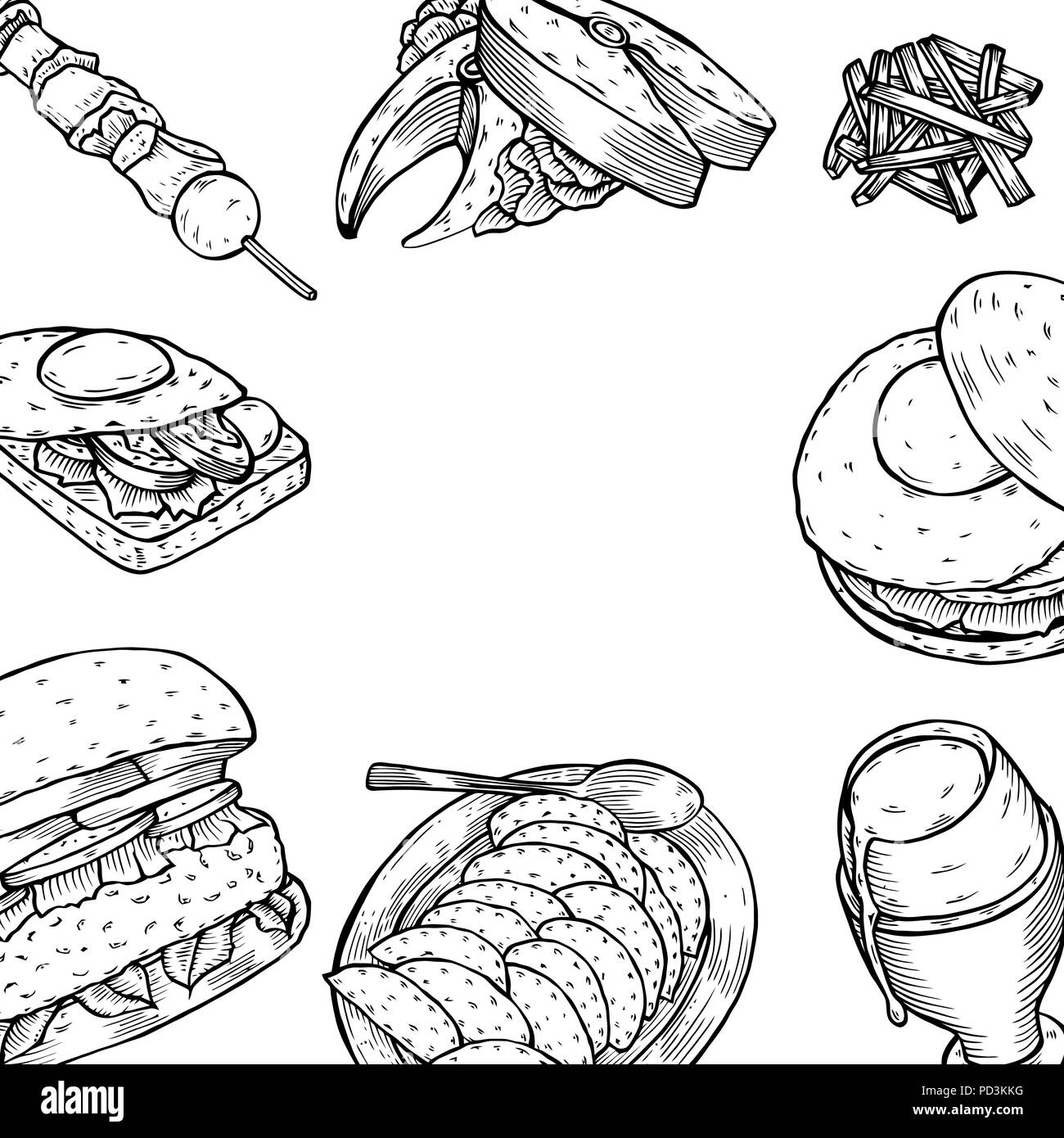 Burger ingredients restaurant menu background Stock Vector Images - Alamy