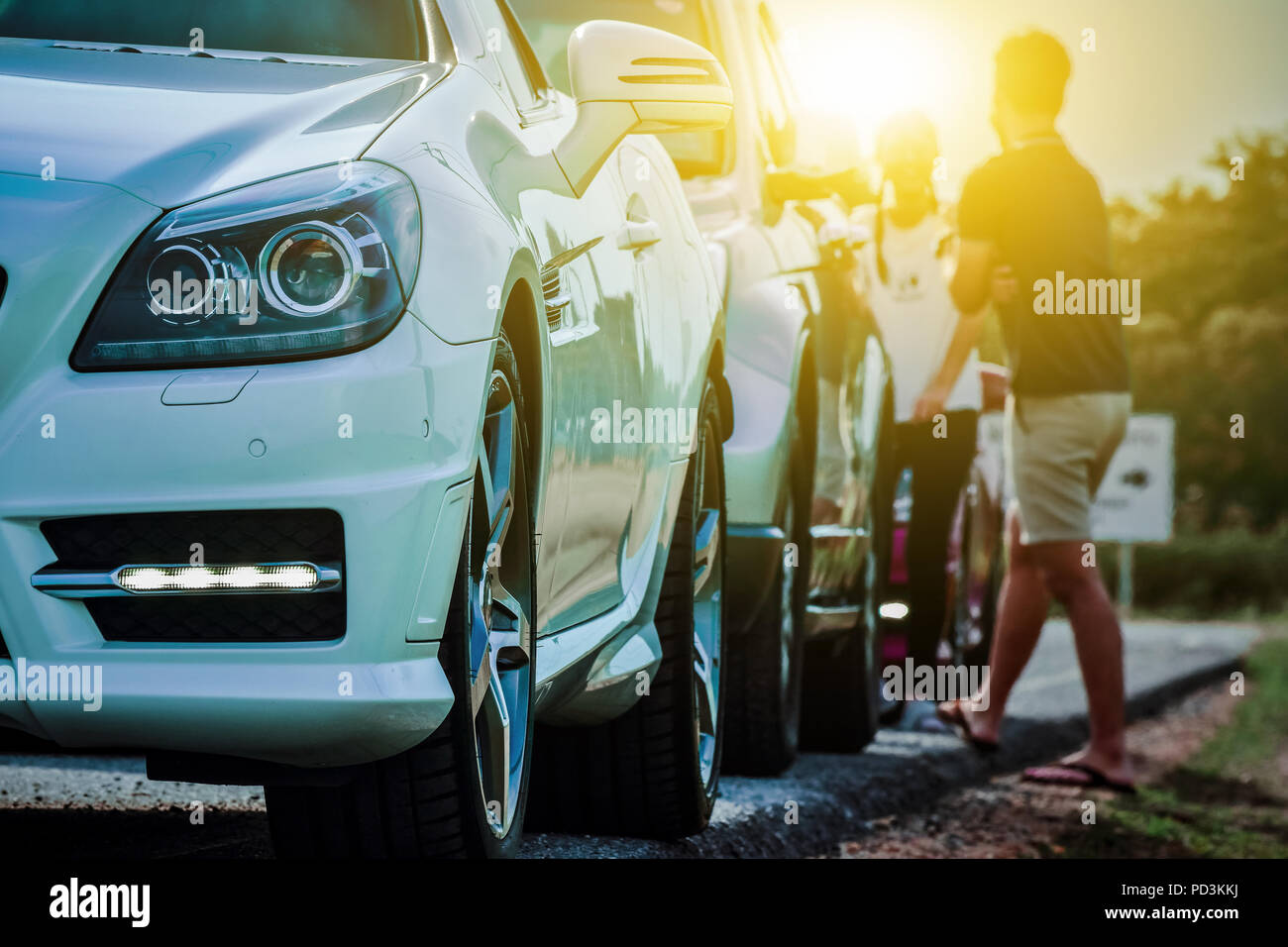 Car driving on road sunlight background,car on road in city Stock Photo ...