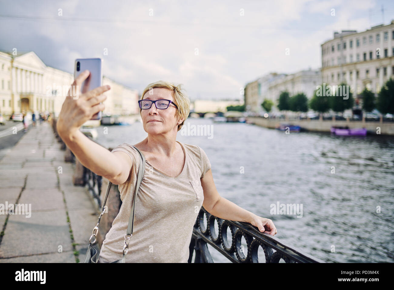 Blurred woman taking selfie hi-res stock photography and images - Alamy