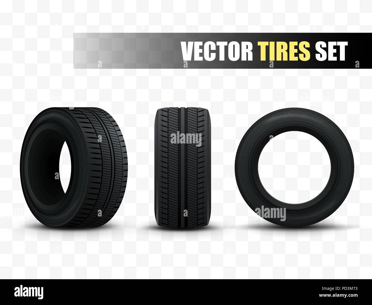 Tires set. 3d realistic car tires isolated on white. Vector ...