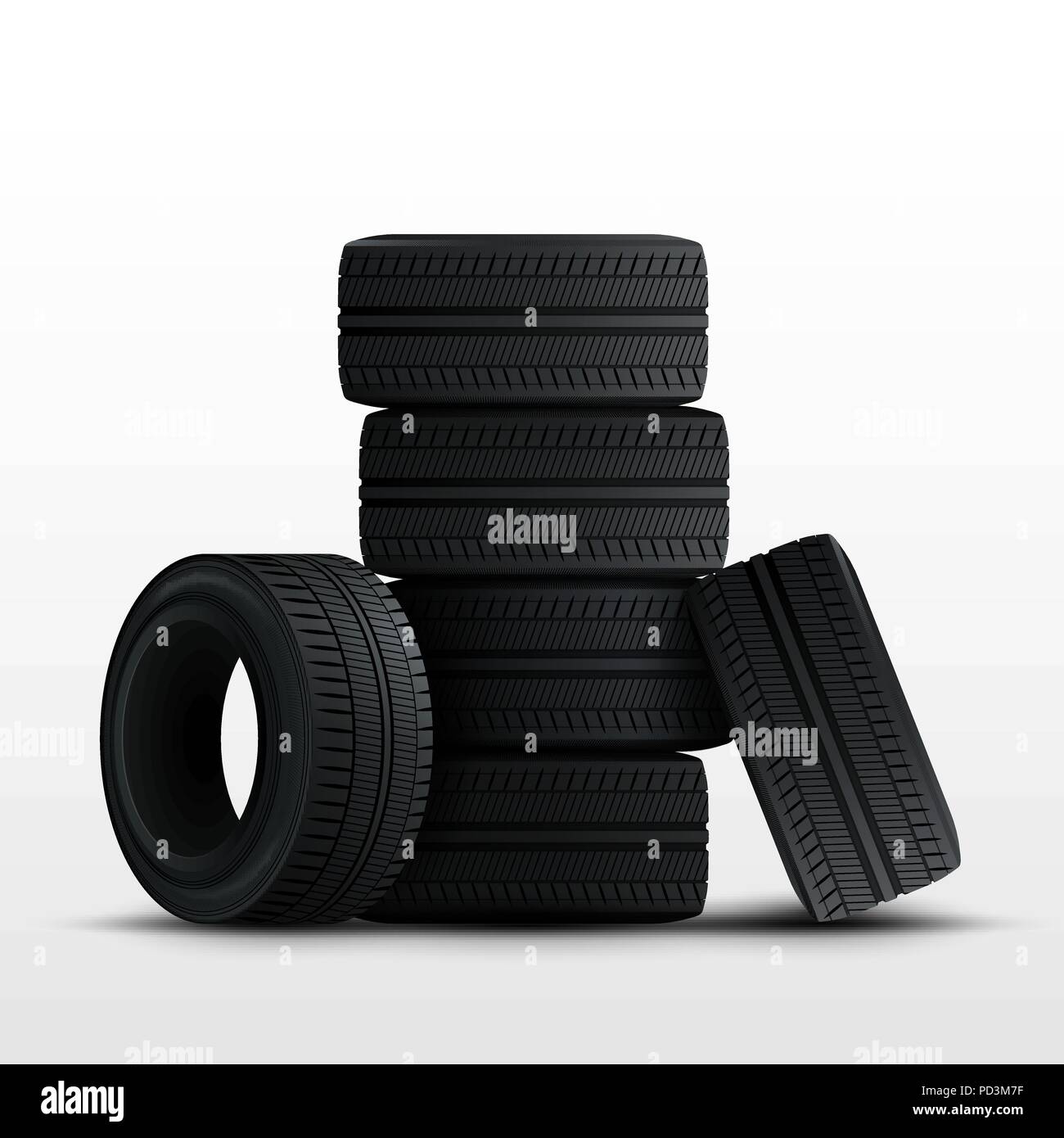 Tires set. 3d realistic car tires isolated on white. Vector ...