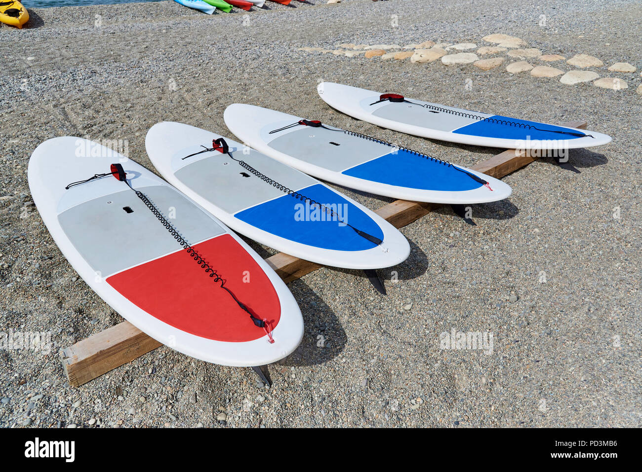 Surfboards on the beach Stock Photo - Alamy