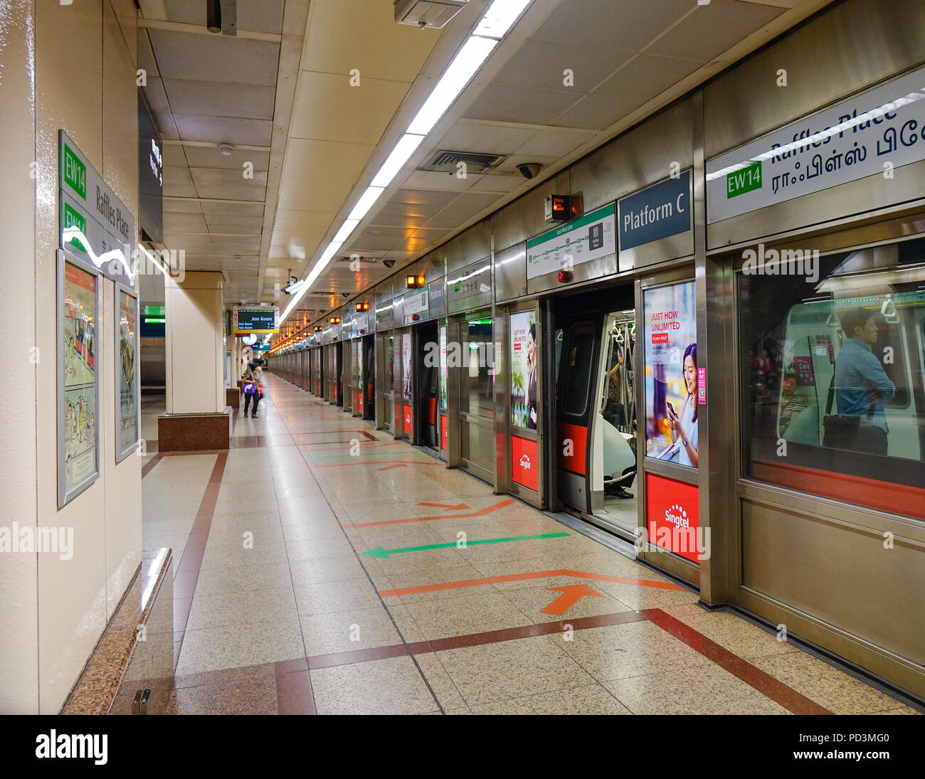 Singapore - Feb 4, 2018. Subway station in Singapore. Singapore ...