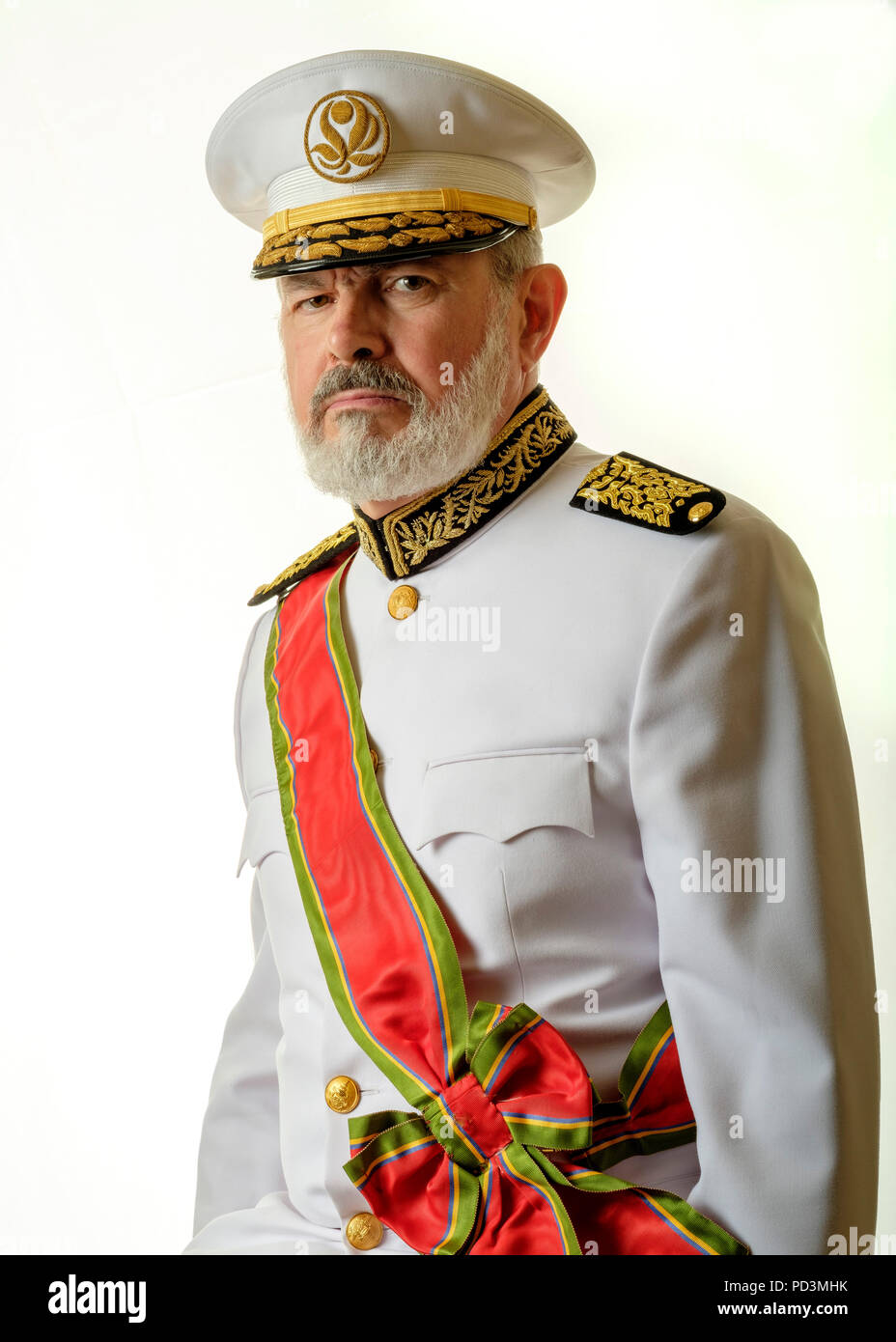 Fictional character : Governor Babala with white full uniform, red ...