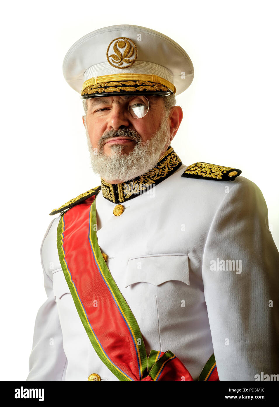 Fictional character : Governor Babala with white full uniform, red ...
