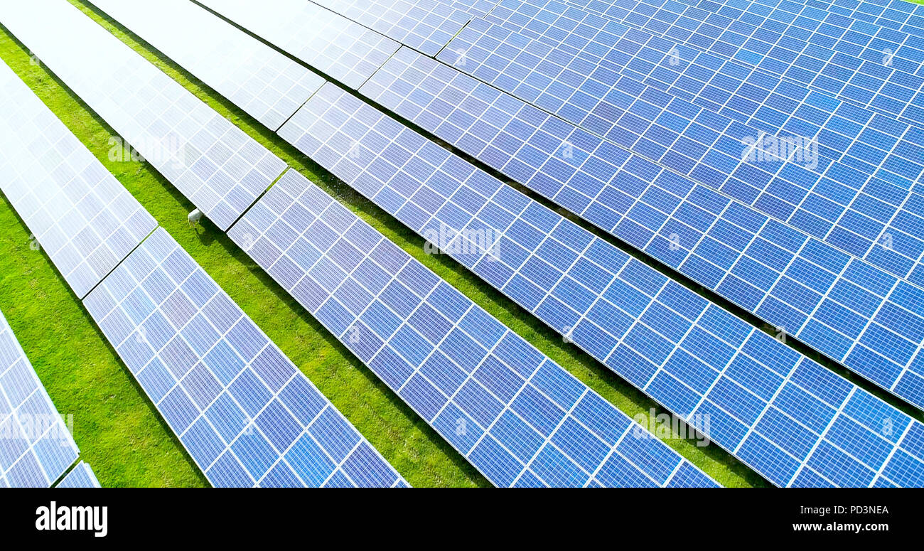 Solar panels in aerial view Stock Photo - Alamy