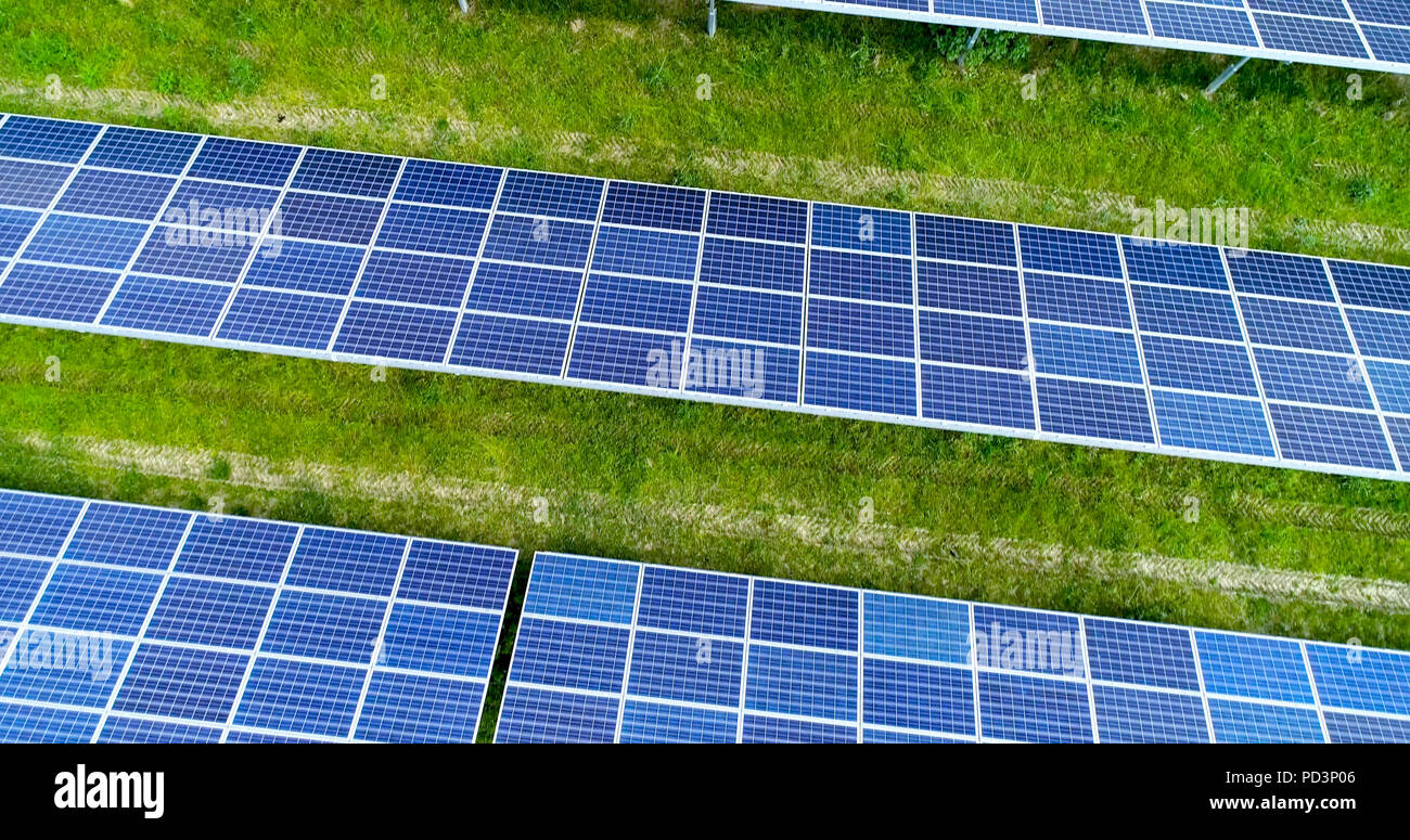 Solar panels in aerial view Stock Photo - Alamy