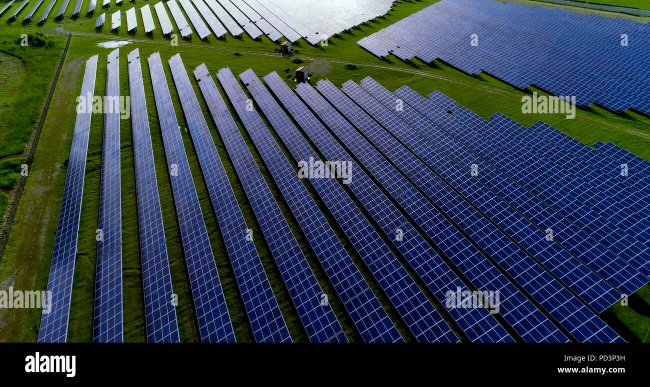 Solar panels in aerial view Stock Photo - Alamy