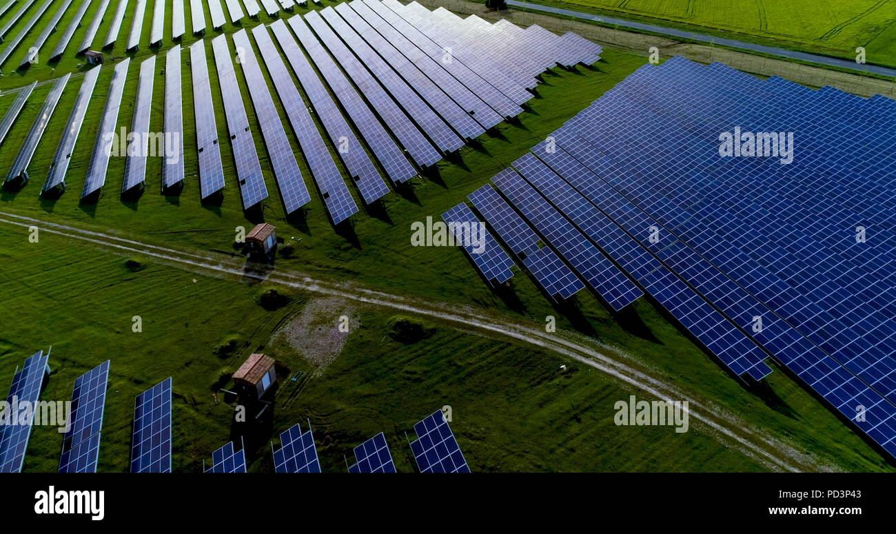 Solar panels in aerial view Stock Photo - Alamy