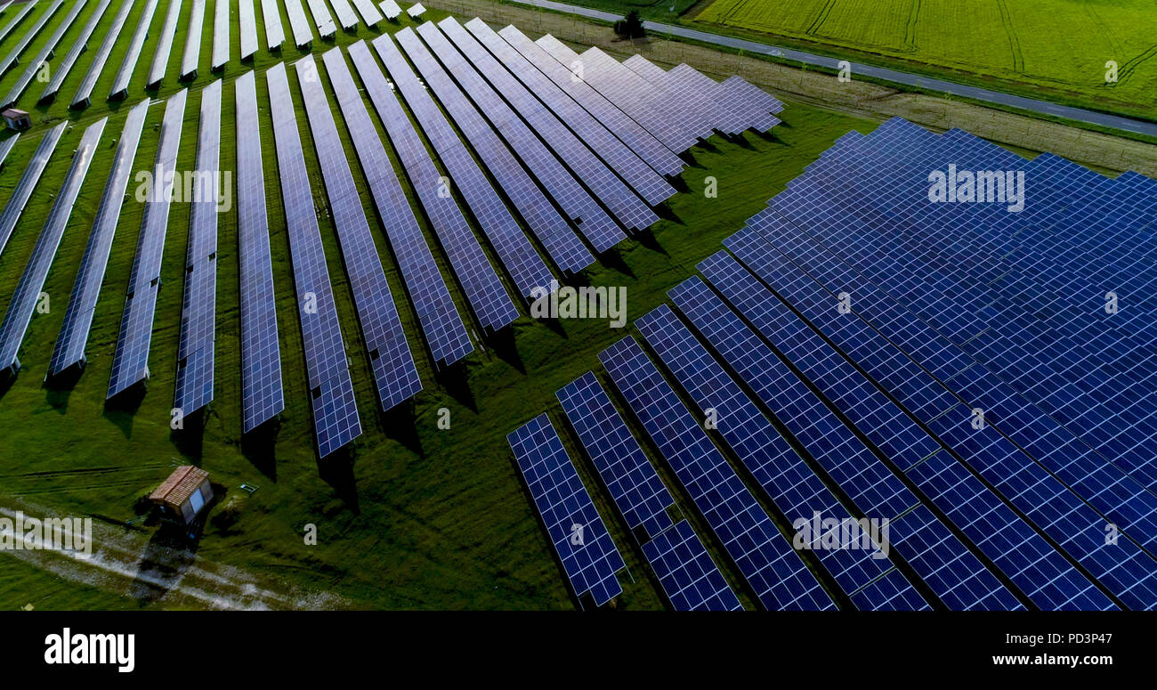 Solar panels in aerial view Stock Photo - Alamy
