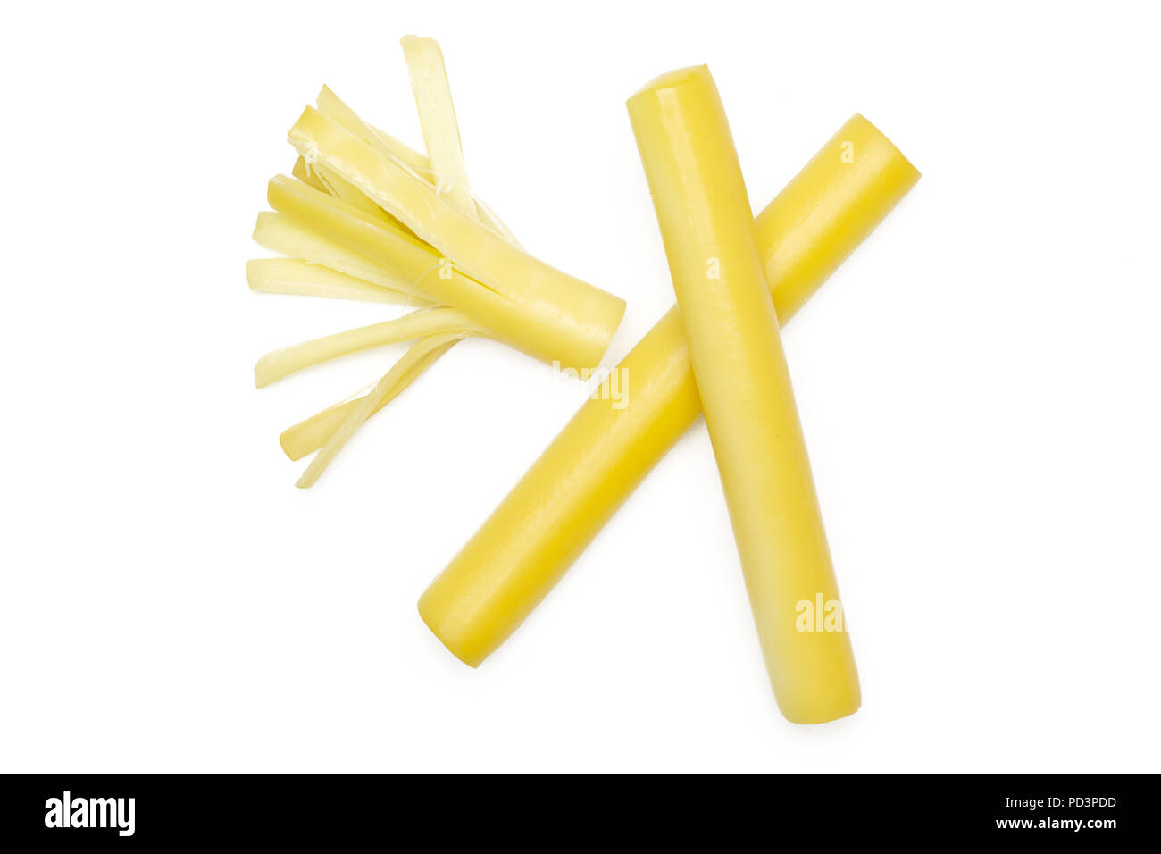 Group of two whole one piece of smoked slovak string cheese stick ...