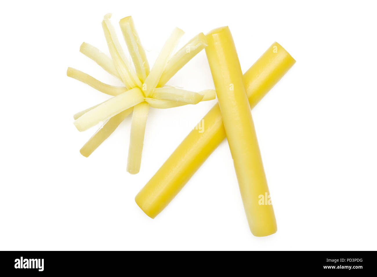 Group of two whole one piece of smoked slovak string cheese stick thick ...