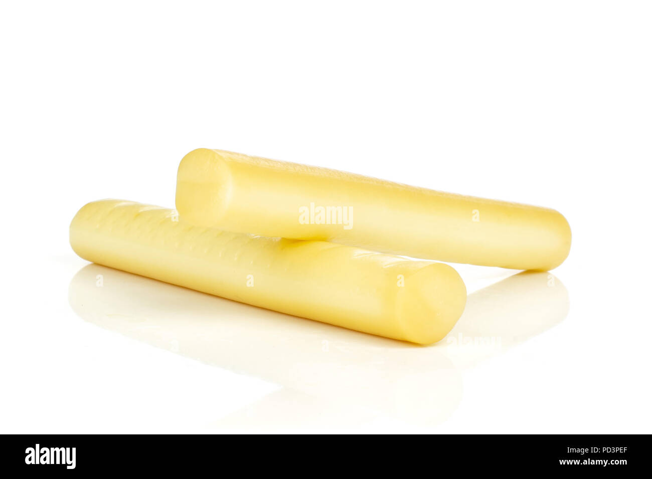 Smoked slovak string cheese stick isolated on white background Stock ...