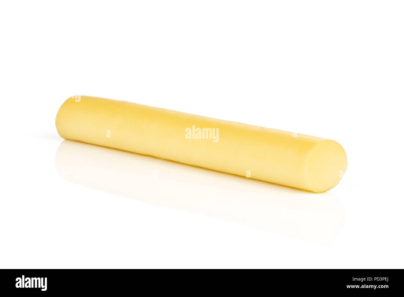 One whole smoked slovak string cheese stick isolated on white ...