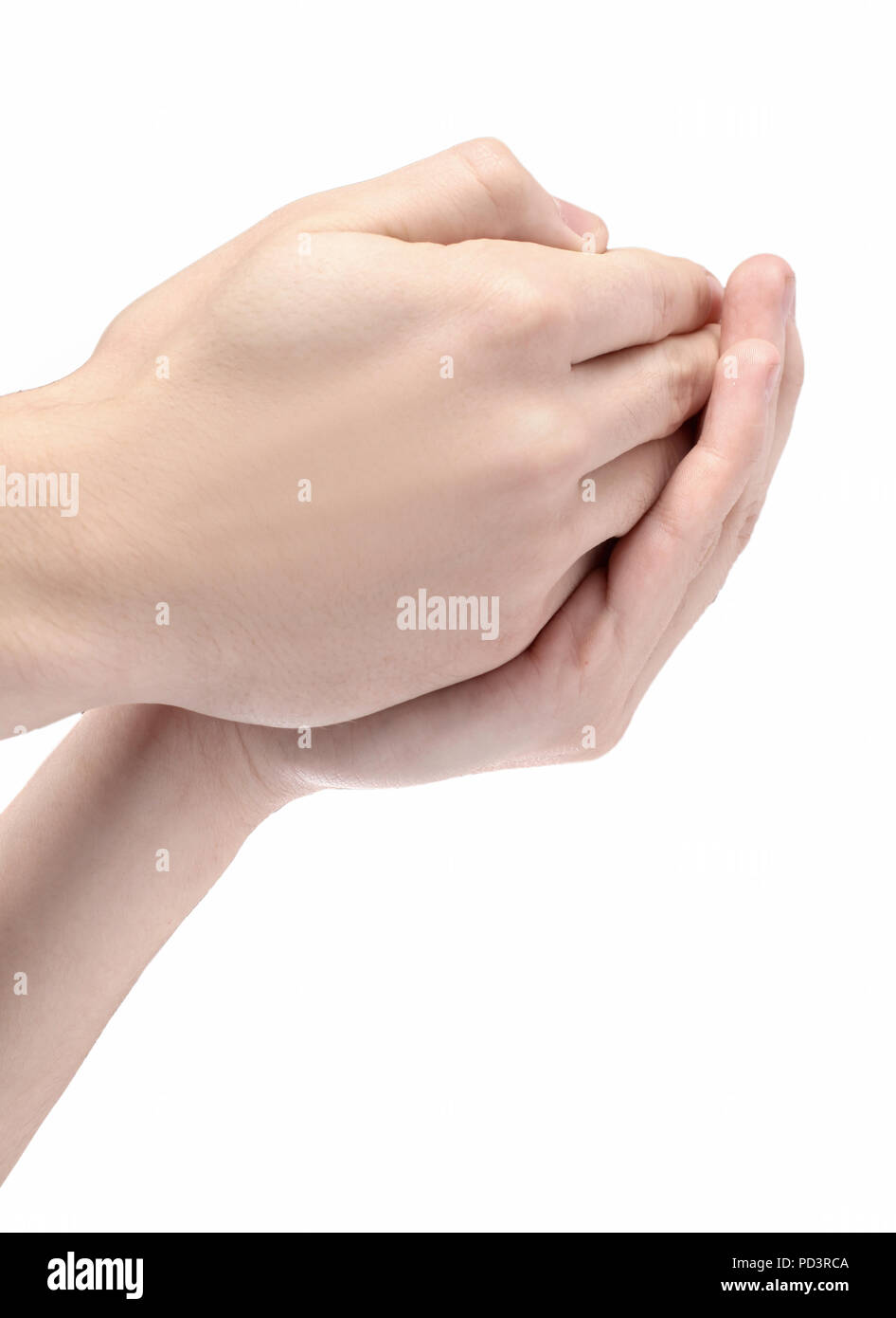 men's palms folded together.isolated on white background Stock Photo ...