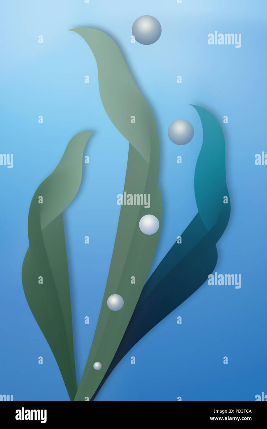 Abstract seaweed in blurred deep water Stock Photo - Alamy