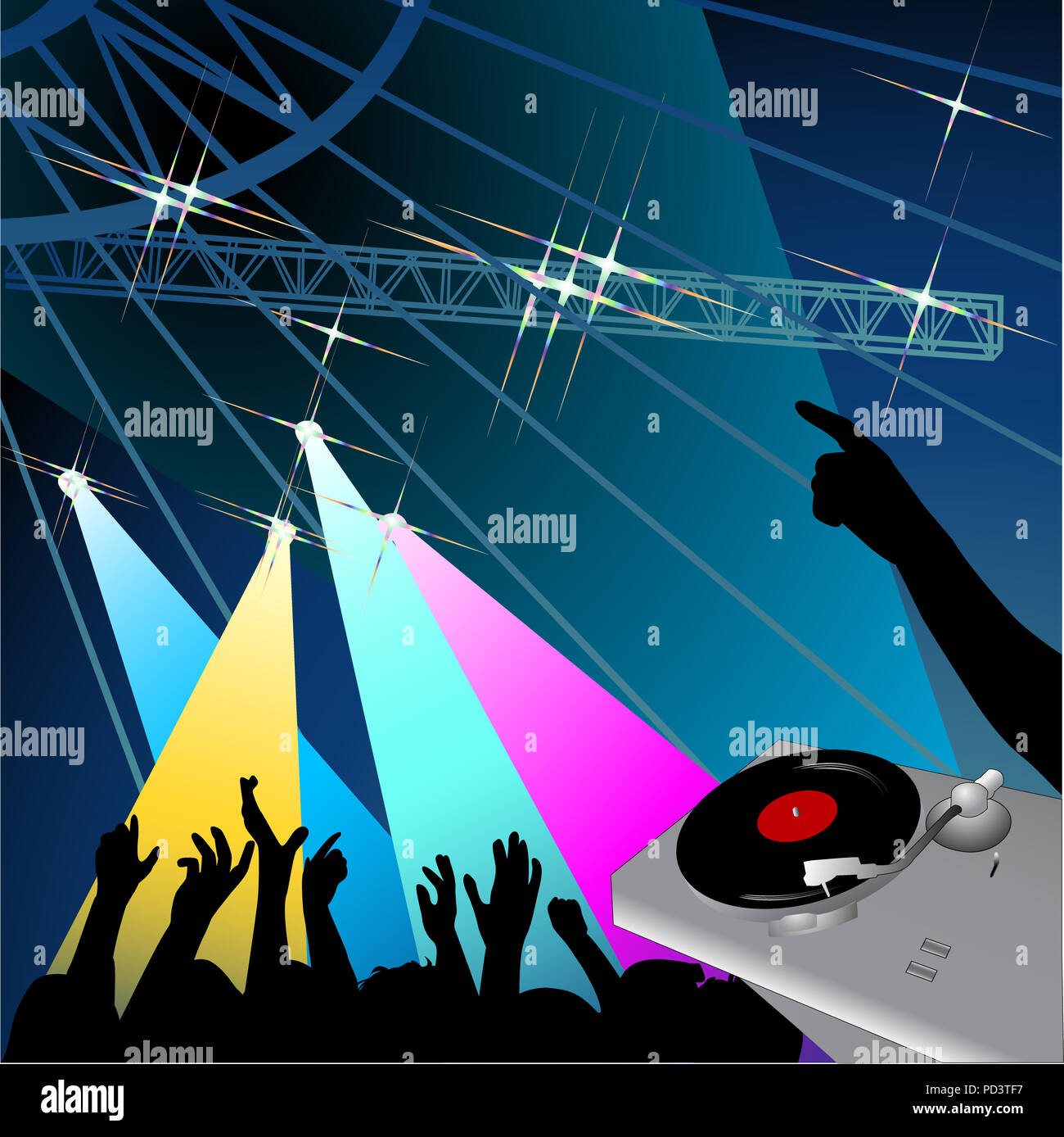 Illustration of a disco in a night club Stock Photo - Alamy