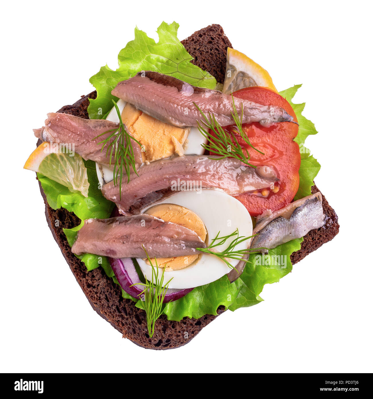 Sandwich with anchovy isolated Stock Photo - Alamy