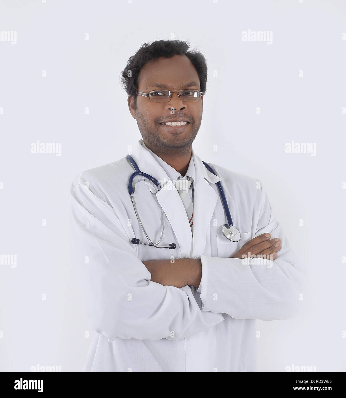 portrait of a successful therapist .isolated on a white Stock Photo - Alamy