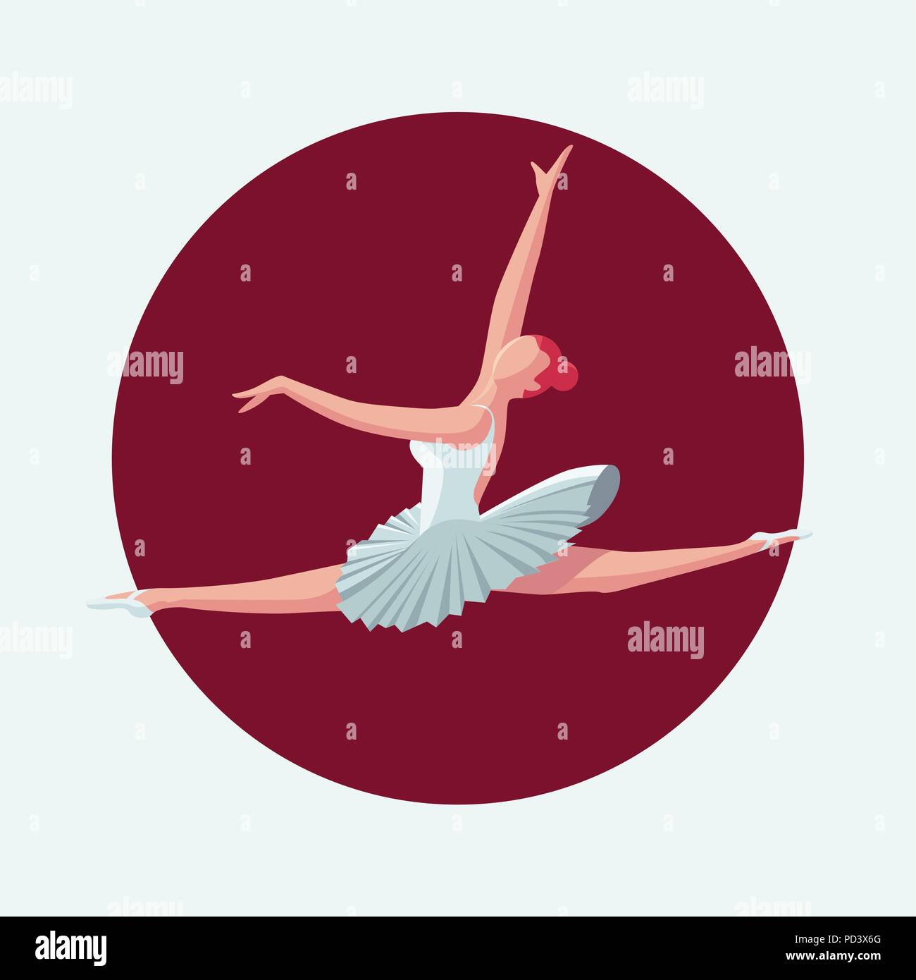 Vector illustration of a ballerina. Young beautiful ballerina dancing ...