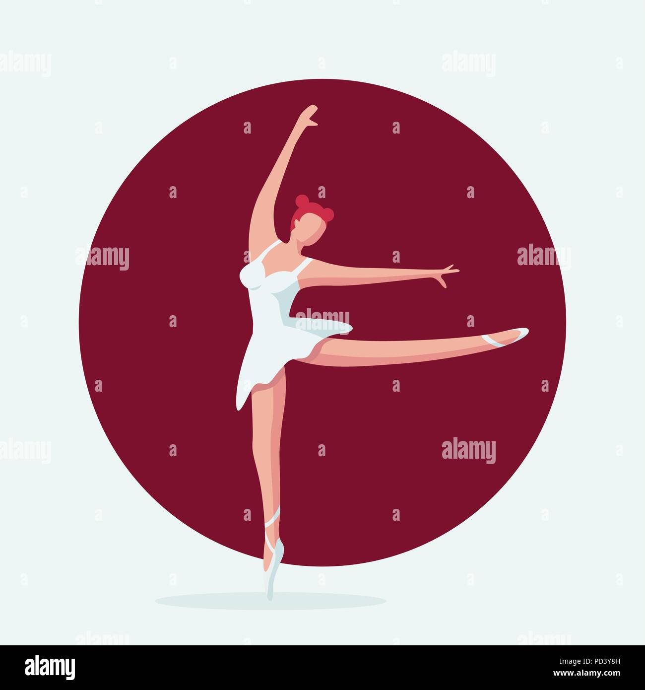 Vector illustration of a ballerina. Young beautiful ballerina dancing ...