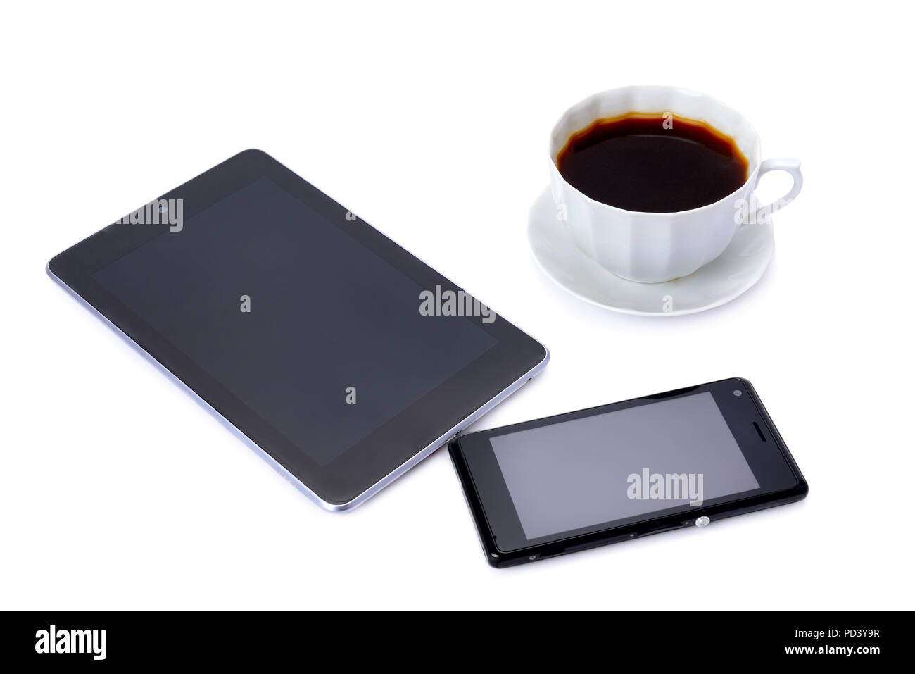 Laptop coffee phone business Cut Out Stock Images & Pictures - Alamy