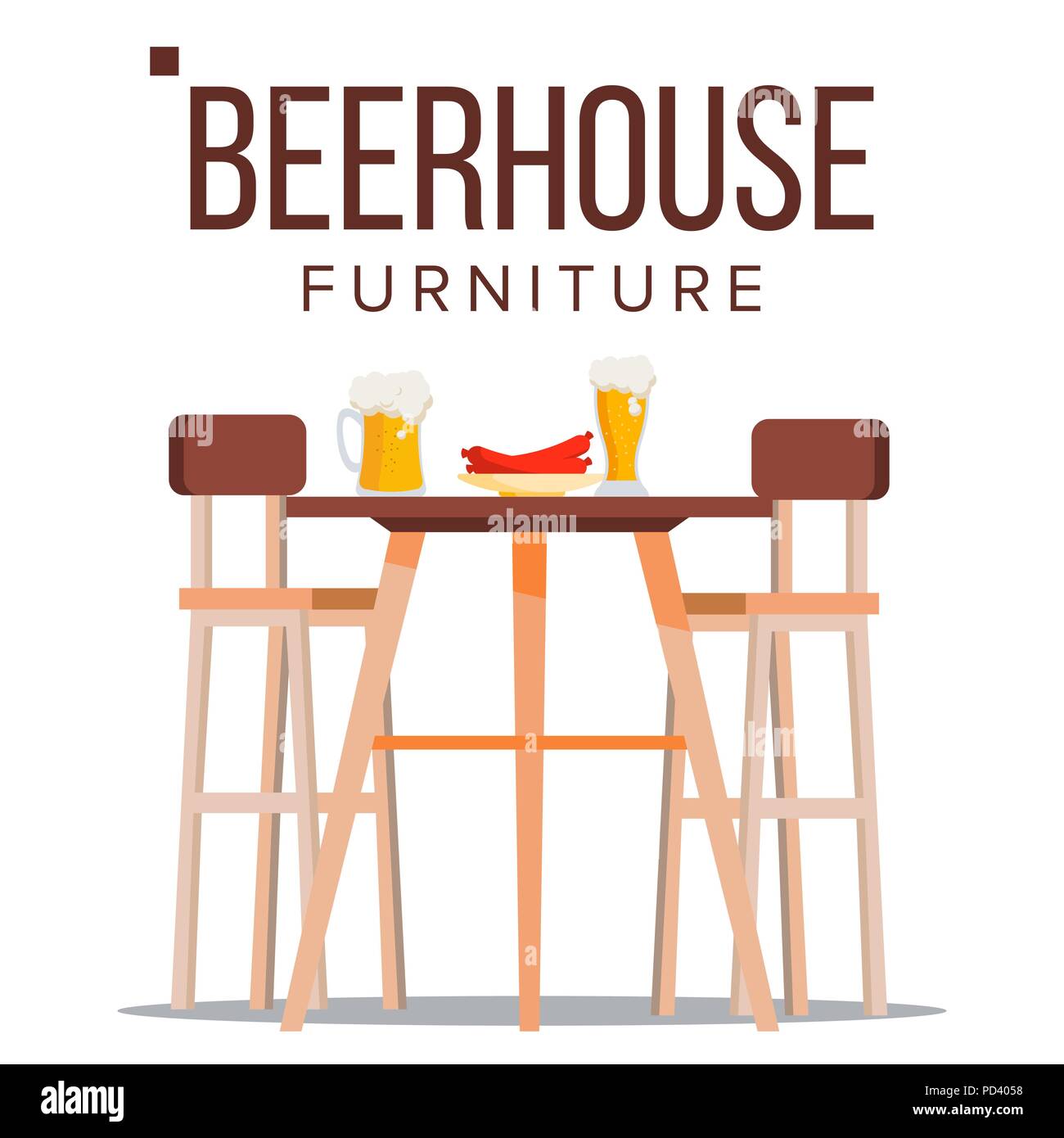 Beer House Furniture Vector. Pub. Beery Party Design Element. Brewery ...