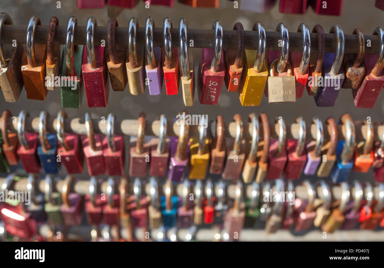 Colorful love locks Stock Photo - Alamy