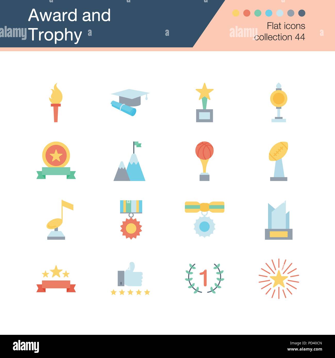 Award and Trophy icons. Filled outline design collection 44. For ...