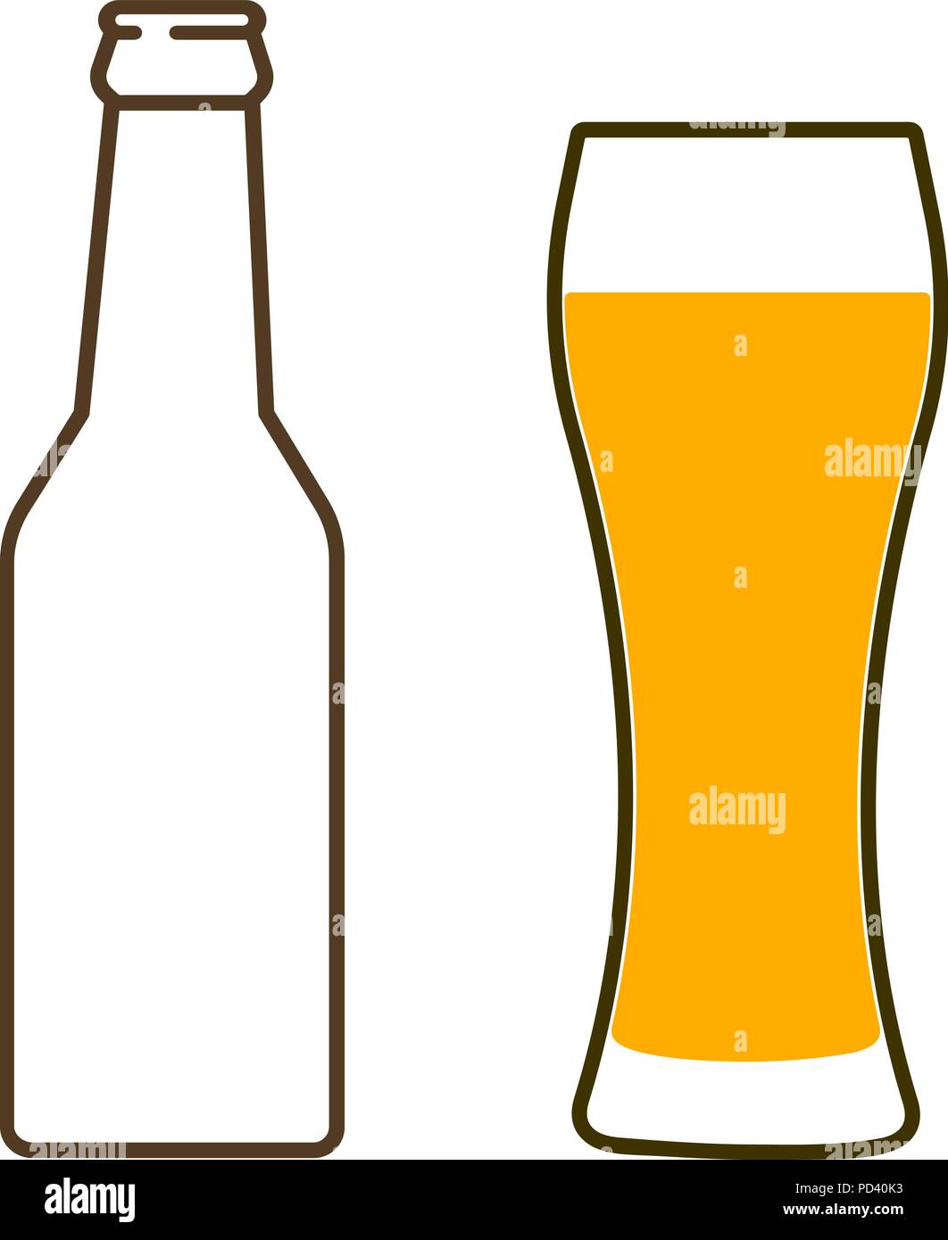 Glass of beer and bottle. Symbol Template Logo. Isolated vector ...