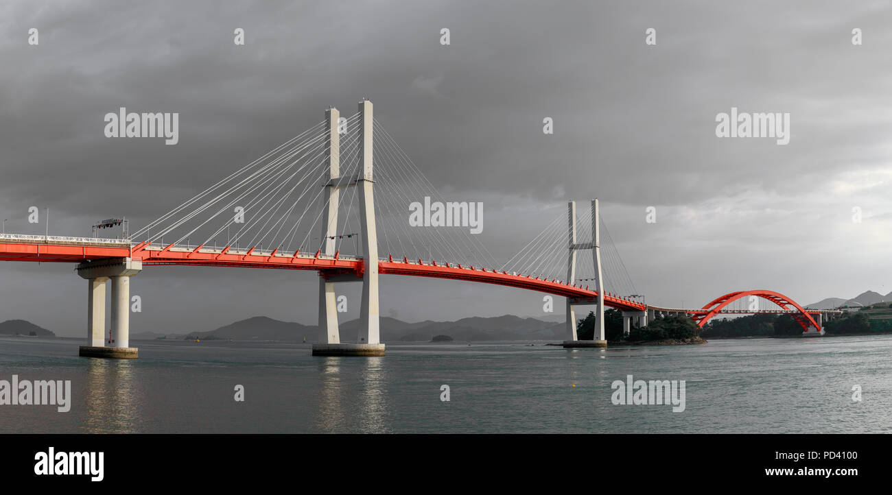 Changseon-Samcheonpo Bridge in Sacheon city in South Korea Stock Photo ...