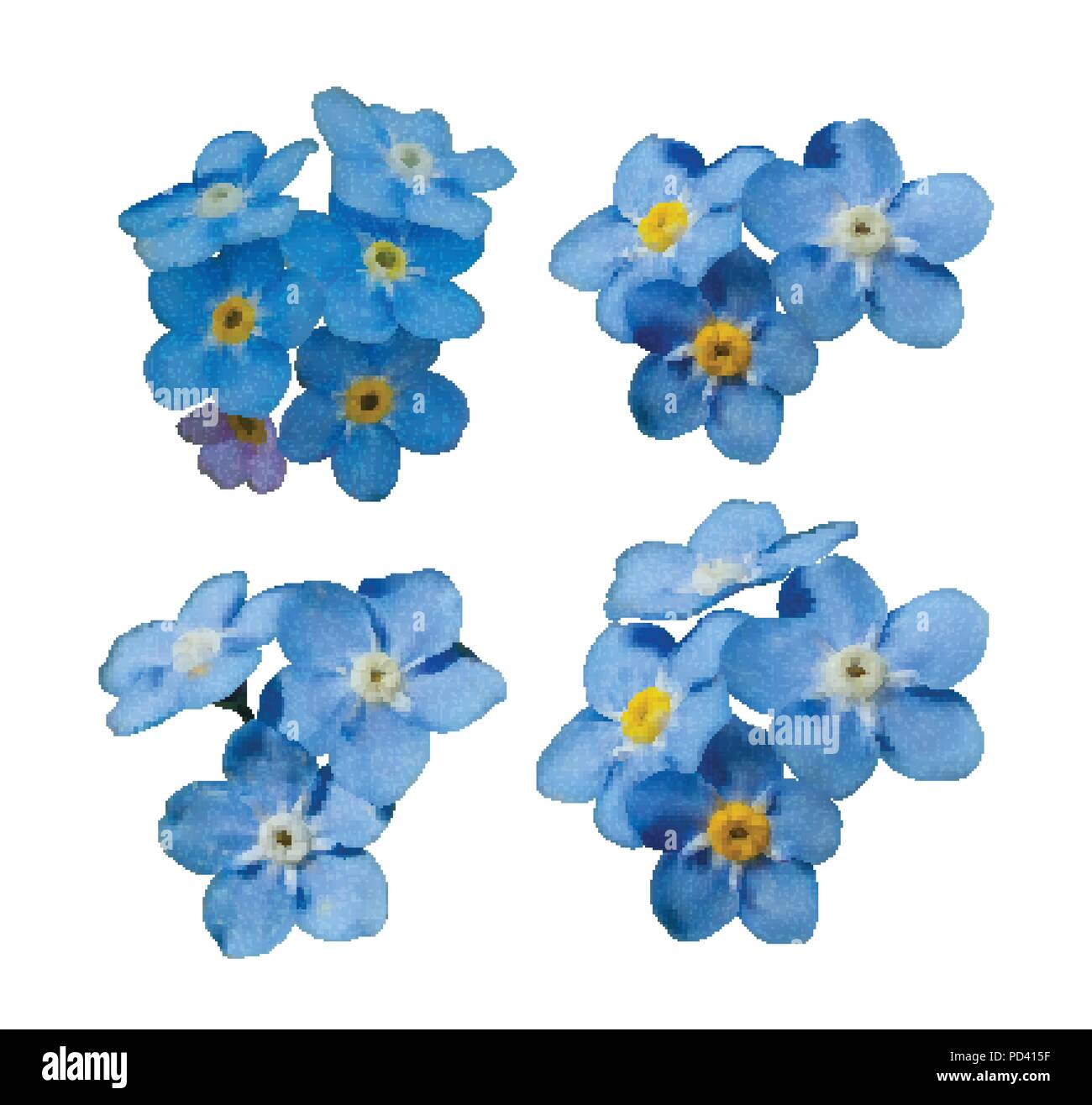 Blue forget me not spring flowers. Decorative elements vector set Stock ...