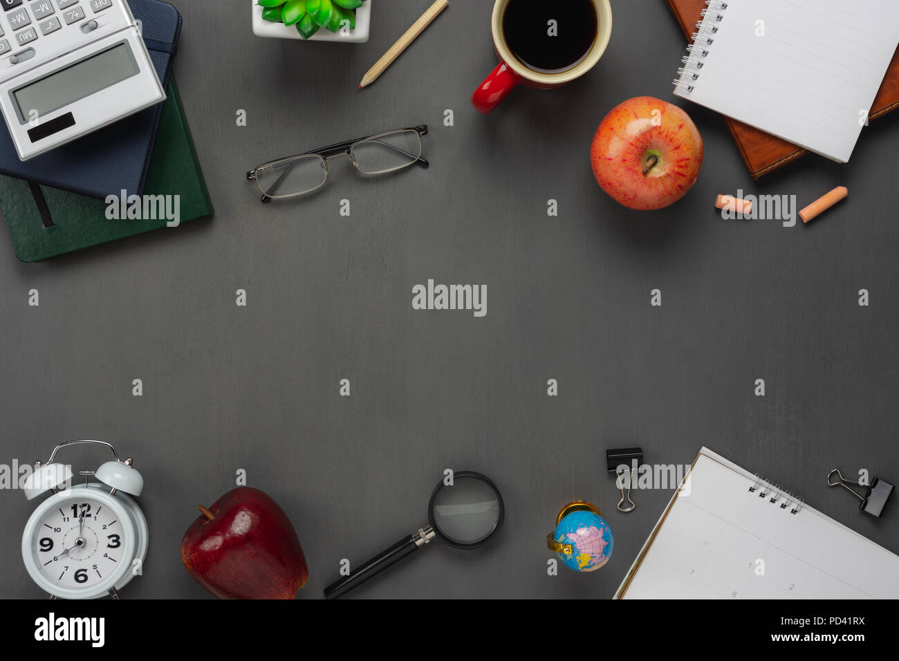 Table top view aerial image of back to school of education season ...