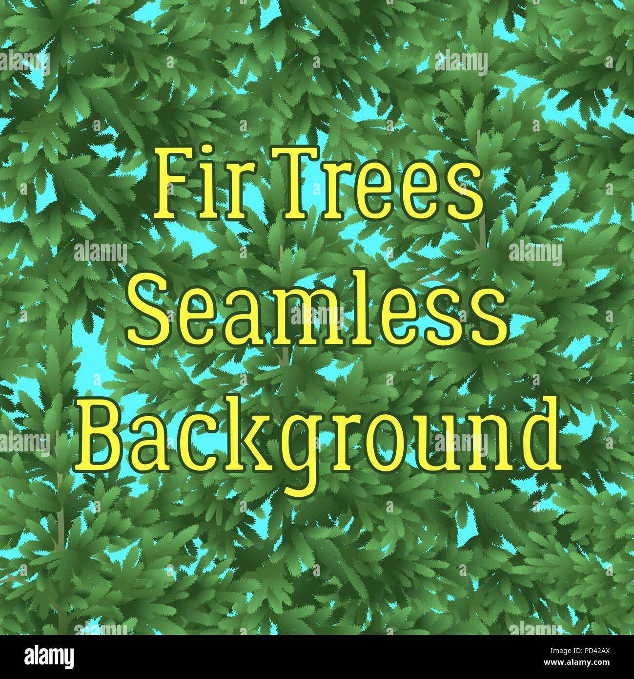 Seamless Background, Green Forest, Fir Trees and Blue Sky, Tile Pattern ...